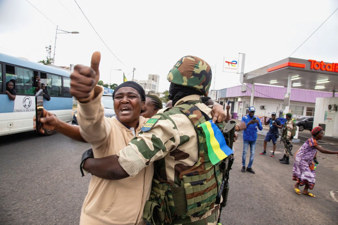 Photos: Hundreds celebrate in Gabon’s capital after soldiers seize ...